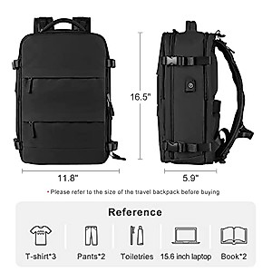 Travel Women Men Carry On Backpack Flight Approved Waterproof Sports Luggage Casual Daypack Small Hiking Backpack Black
