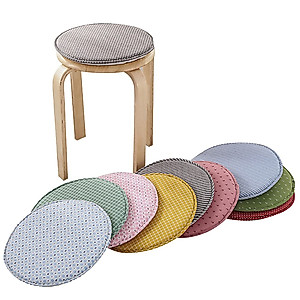 Aifurnkz Round Stool Cushions Breathable Cotton and Linen Fabric Seat Cushion Non Slip Small Stool Chair Pads with Ties Chair Cushion-K Diameter:34cm(13inch) (d5vcr-011)