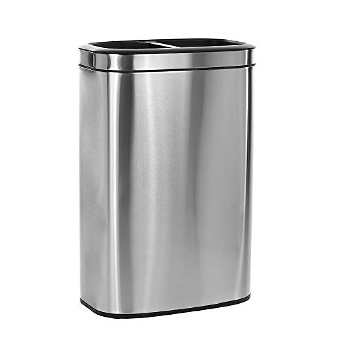 Alpine Industries 40 Liter / 10.5 Gal Stainless Steel Dual Compartment Trash Can - Compact Garbage Bin - Wide Open Top Slender Durable Receptacle with Sturdy Plastic Liner