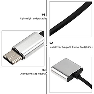 UKCOCO USB-C to 3.5mm Headphone Jack Adapter - Type-C to 3.5mm Audio Adapter, for Stereo, Earphones, Headset, Headphones - Silver