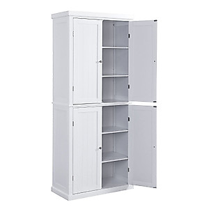 FRITHJILL 72.4 inches Tall Kitchen Pantry, Modern Freestanding Storage Cabinet Organizer with 4 Doors, Adjustable Shelves