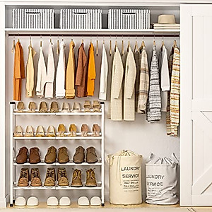 Tajsoon 2-Tier Stackable Shoe Rack Organizer, Expandable & Adjustable Metal Iron Shoes Storage for Entryway Doorway, White