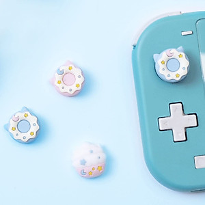 BelugaDesign Donut Ice Cream Thumb Grips | Cute Kawaii Food Cupcake Pink Blue Pastel Joystick Cap | Compatible with Nintendo Switch Standard Joycon Lite OLED