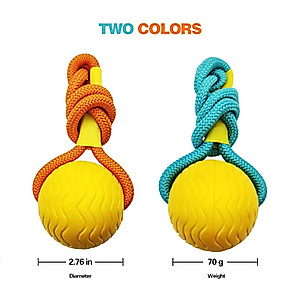 Dog ball on rope toys for aggressive chewers,Interactive dog ball toy almost indestructible for small dogs,Floating puppy chew toys2.76in