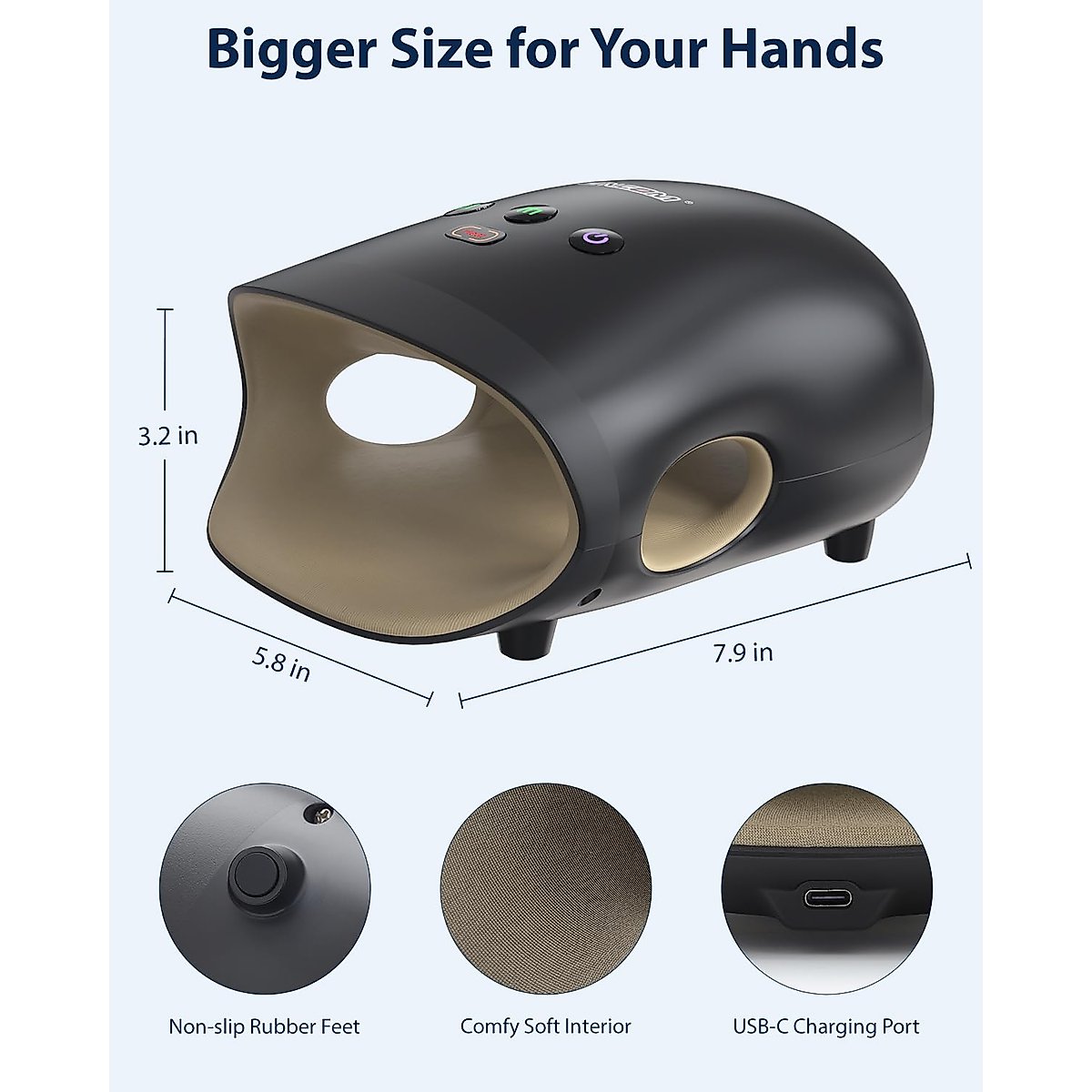 CINCOM Hand Massager - Cordless Hand Massager with Heat and Compression for Arthritis and Carpal Tunnel(FSA or HSA Eligible)(Black)
