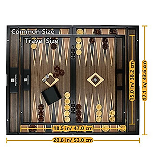 Woodronic 15" Wooden Backgammon Set for Adults, Folding Classic Board Game, Best Strategy Game and Smart Game of Tactics, Walnut Mahogany Case