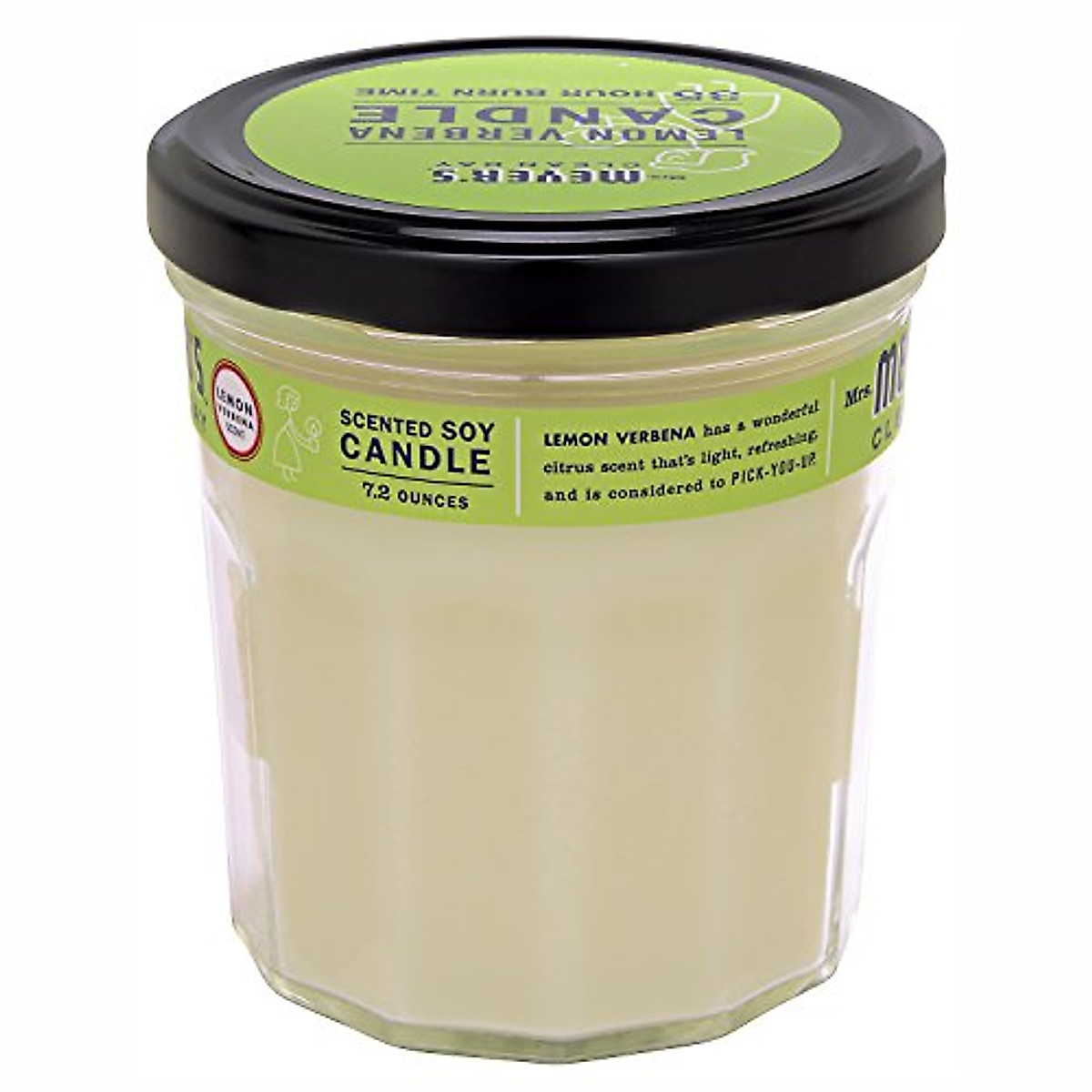 Mrs. Meyer's Clean Day Soy Candle, Lemon Verbena, 7.2-Ounce Jars (Pack of 6)