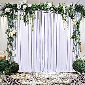 10ft x 7ft White Backdrop Curtain for Parties Wedding White Wrinkle Free Backdrop Drapes Panels for Baby Shower Gender Reveal Birthday Photo Photography Polyester Fabric Background Decoration