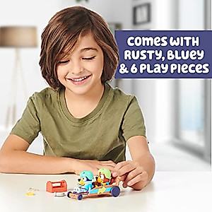 Bluey Vehicle and Figures Pack, Rusty & Bluey's Go-Kart, 2.5-3 inch Figures and Accessories