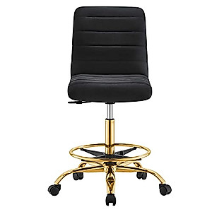Modway Ripple Armless Performance Velvet Drafting Chair in Gold Black