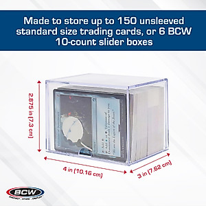 BCW 150 Card Slider Box | Premium Trading Card Storage | Sturdy, Stackable, Crystal-Clear Design for Magic The Gathering, Football, Basketball, Baseball Cards | Trading Card Case
