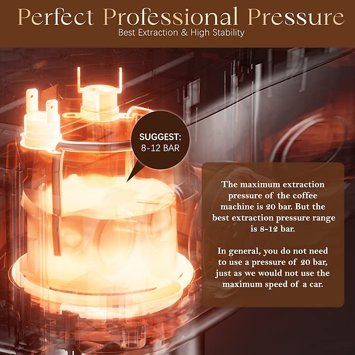 Frossvt Espresso Machine, 20 Bar Espresso Maker with Milk Frother Steam Wand for Latte and Cappuccino, Stainless Steel Coffee machines with 1.8L/60oz Water Tank for home, Sliver Coffee maker