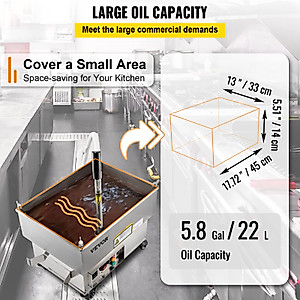 VEVOR Mobile Fryer Filter, 300W Oil Filtration System with 5 L/min Flow Rate, Frying Oil Filtering System with 10 L/min Pump Wheels Oil Hose, 110V/60Hz (22L)