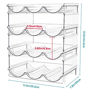 Vtopmart Stackable Water Bottle Organizer Holder, 4 Pack Clear Plastic Cup Storage Rack for Pantry Kitchen Cabinet Cupboard Countertop Organization and Storage, Hold 12 Bottles