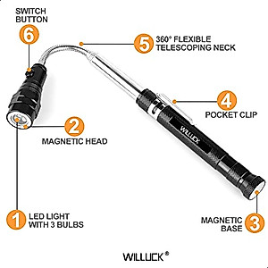 Gifts for Men Him Grandpa,Christmas Stocking Stuffers for Men,Magnetic Pickup Tool with LED,Fathers Day Valentines Day Husband Gifts,Anniversary Birthday Gifts Idea for Dad Husband Boyfriend