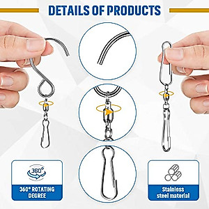 Wind Spinner Swivel Hooks 360 Degree Dual Spinning Windsock Chime Supplies Hanger Swivels Clip Hanging Hooks with Storage Box for Wind Spinners Supply, 2 Styles (Metal Color,30 Pieces)