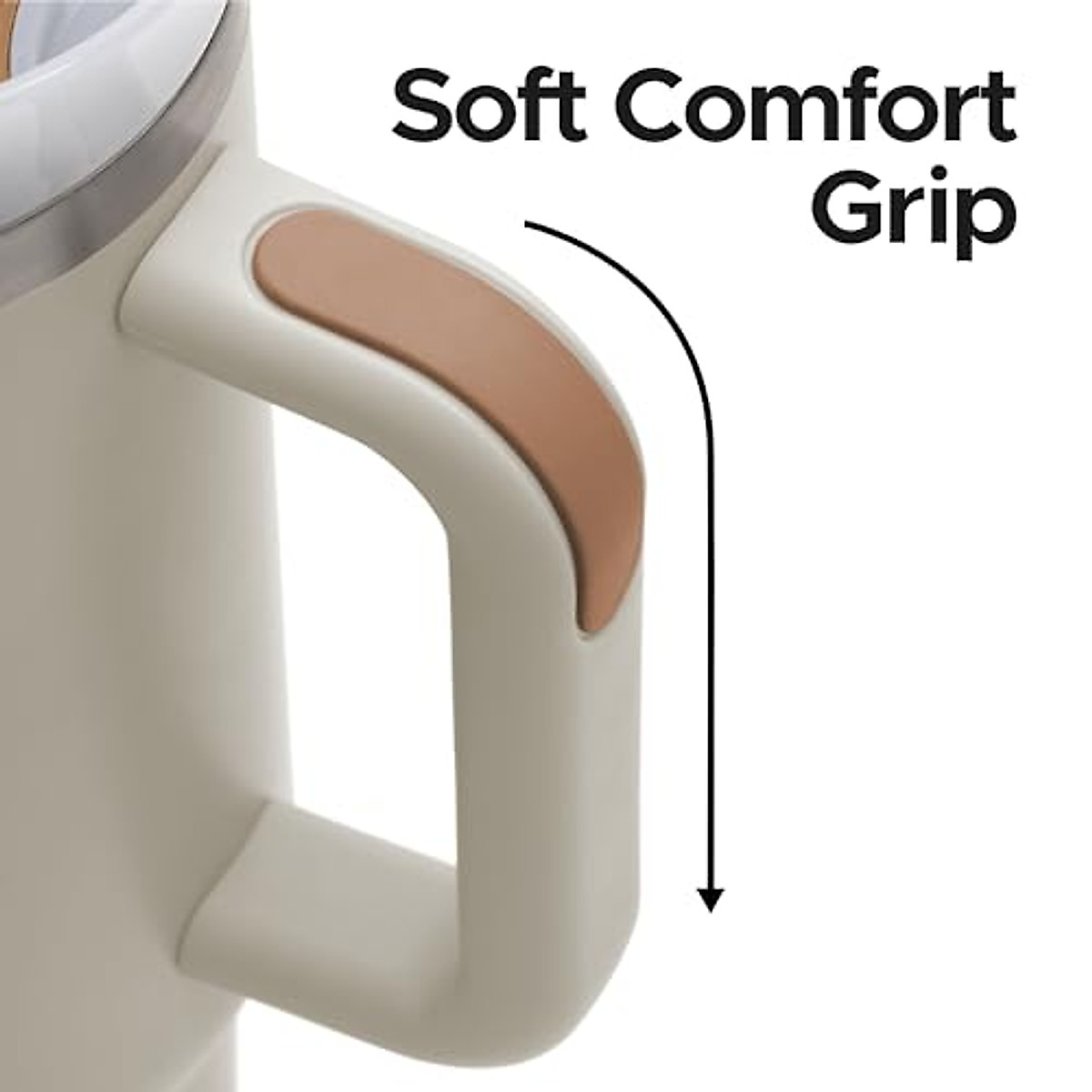 SPOUT 40 oz Tumbler With Handle And Straw, Insulated Stainless Steel Water Bottle With Straw - Travel Mug | BPA Safe Tumblers | Iced Drinks, Water, Cold/Hot Coffee - Cupholder Friendly - Cream