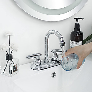 SOLVEX 2 Handle Bathroom Faucet 4 Inch Centerset Bathroom Sink Faucet,3 Hole Bathroom Faucet Chrome,Bathroom Basin Faucet with Deck Mounted Lever Handle,SP-40046