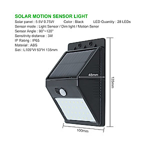 OUSIKA Spot Lights Outdoor Outdoor Solar Wall Lamp 3 Modes Separable Night Light Waterproof Motion Sensor 28 LED Garden Street Courtyard Decoration Spotlights