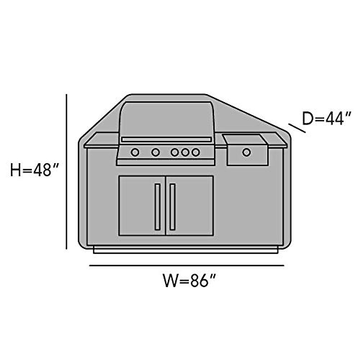Covermates – Island Grill Cover – 86W x 44D x 48H – Classic Collection – 2 YR Warranty – Year Around Protection - Black
