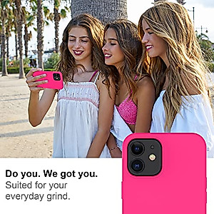 DEENAKIN iPhone 12 Mini Case with Screen Protector,Soft Flexible Silicone Gel Rubber Bumper Cover,Slim Fit Shockproof Protective Phone Case for iPhone 12 Mini 5.4" Hot Pink