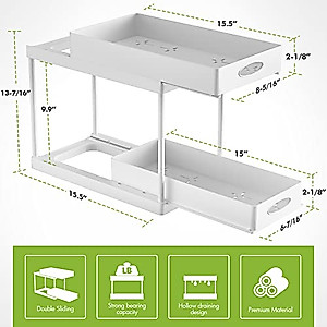 Avaspot Double Sliding Cabinet Organizer Drawer, Under Sink Organizers and Storage 2 Tier Easy Access Slide Out Cabinet Organizer, Bathroom Organizer Under Sink Cabinet Kitchen Organizers and Storage