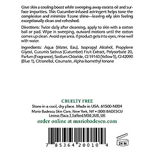 Mario Badescu Cucumber Cleansing Lotion for Combination and Oily Skin| Facial Toner that Cools and Clarifies |Formulated with Cucumber Extract| 16 FL OZ