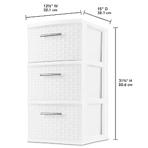 Nsngxus 3 Drawer Weave Tower, White