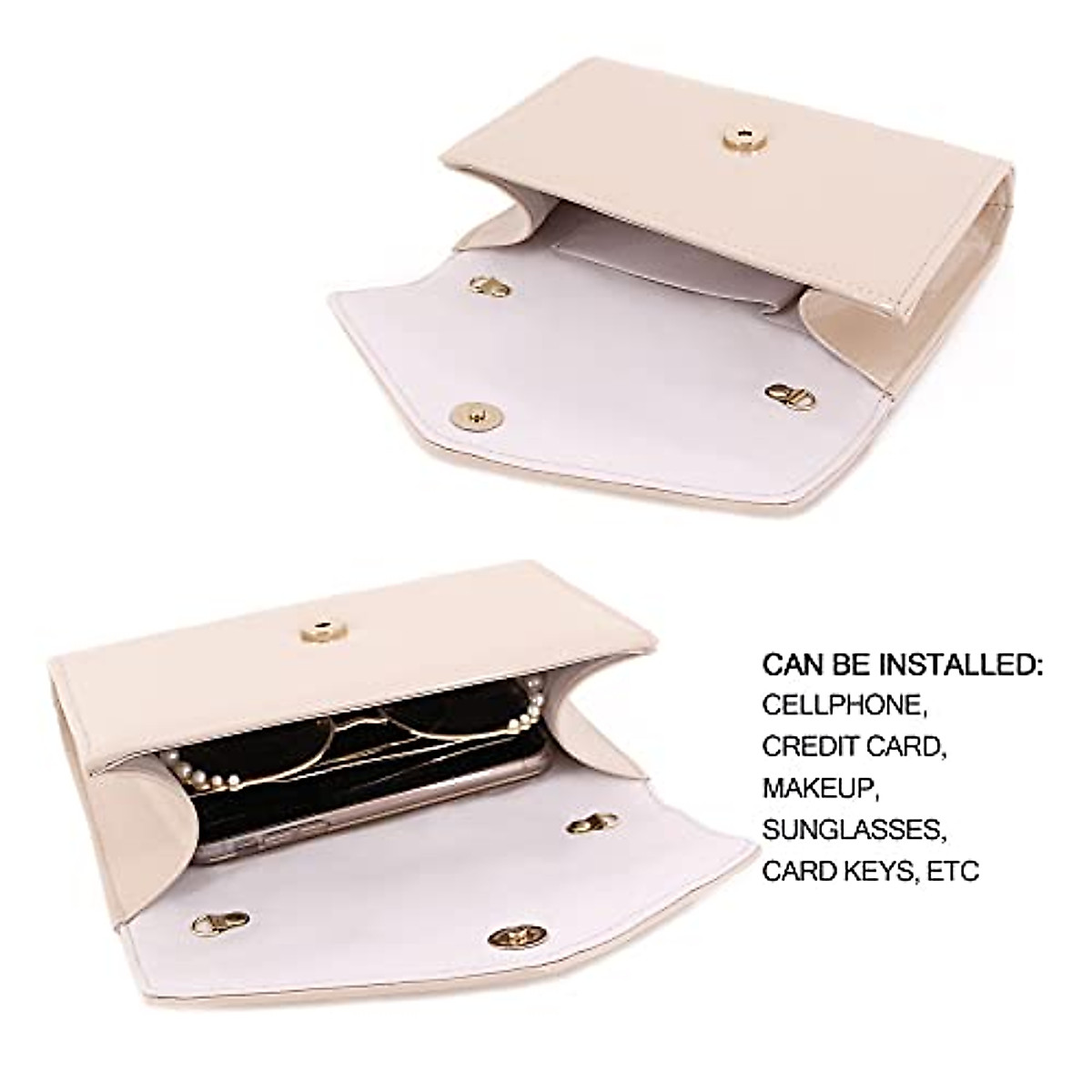 Gabrine Women's Patent Leather Evening Bag Shoulder Bag Clutch Purses Handbag for Wedding Party Prom, Naked color