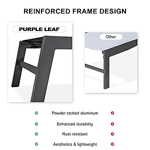 PURPLE LEAF Outdoor Chaise Lounge Set of 2 Aluminum Patio Lounge Chair with Wheels and Side Table Pool Chaise Lounge Chair for Outdoor Backyard Poolside Grey