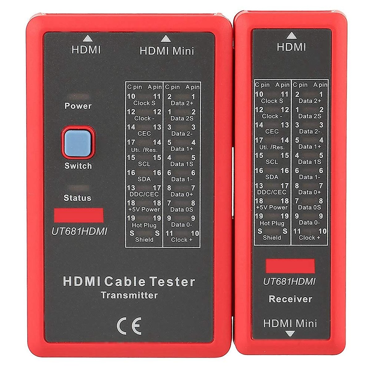 HDMI Mini-HDMI Battery Operated Data High Definition Cable Tester Continuity Checker 20 LED Light Status Indictor to Check Disorder Short Open and Cross Connection