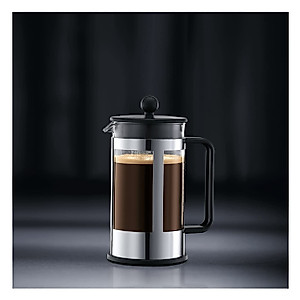 Bodum Kenya 8-Cup French Press Coffee Maker, 34-Ounce, Stainless Steel, Black