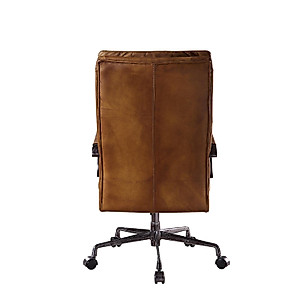 Acme Jairo Tufted Leather Upholstered Swivel Office Chair in Sahara Brown