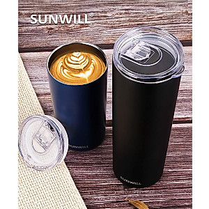 Lid for SUNWILL 12oz and 20oz Skinny Tumblers Only, Spill and Splash Resistant Sliding Covers Replacement 2 Pack, Straw Friendly, BPA Free