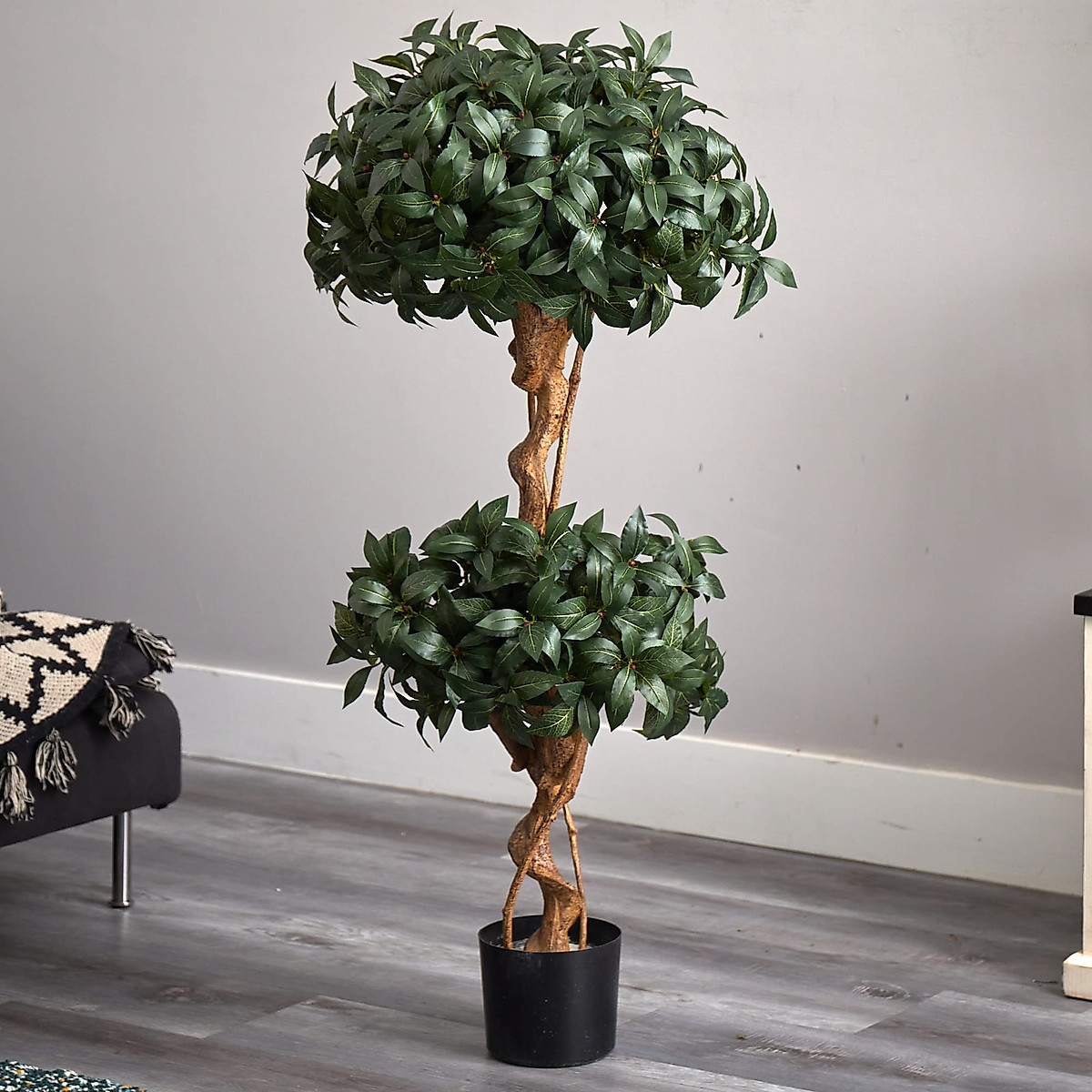 Nearly Natural 4ft. Sweet Bay Double Ball Topiary Silk Tree