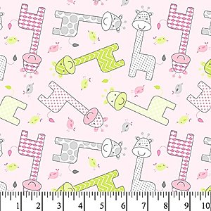 DAVID TEXTILES Baby Giraffes Flannel Fabric, 1.5 Yard PRECUTS, Multi, 44 Inches