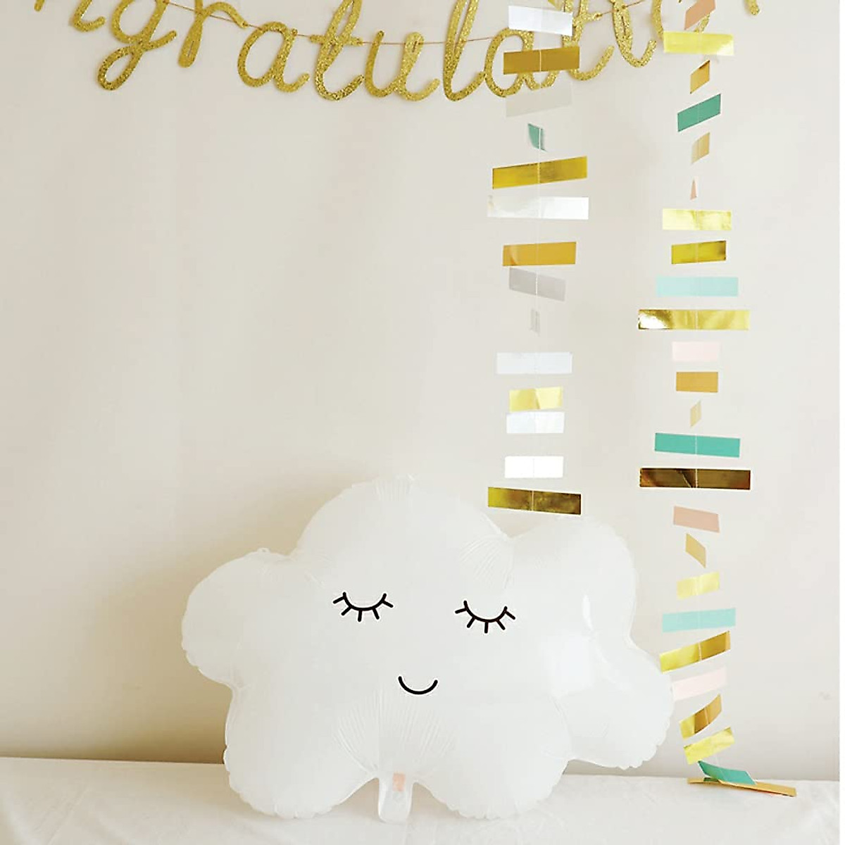 HORUIUS White Cloud Balloons Cloud Shaped Foil Mylar Balloons for Baby Shower Cloud Themed Party Birthday Decoration Supplies 30 inch 5PCS