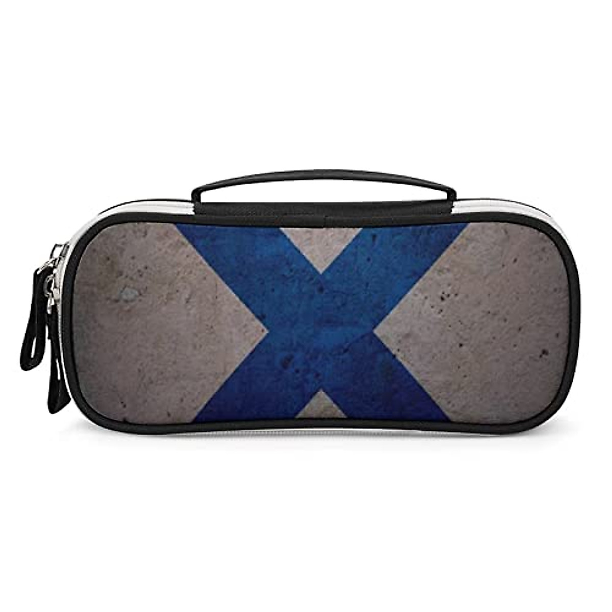 Vintage Flag of Scotland Printed Pencil Case Bag Stationery Pouch with Handle Portable Makeup Bag Desk Organizer