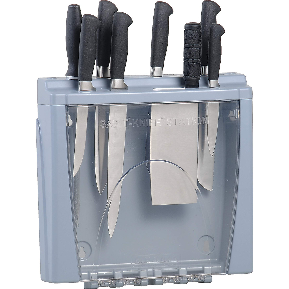 San Jamar STK1008 Saf-T-Knife Assembled Station, 15" Width x 15" Height x 4-1/4" Depth