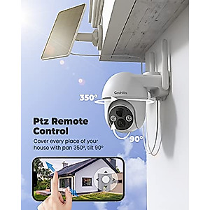 Security Camera Wireless Outdoor,2K Solar Security Camera,Battery Powered Surveillance Cameras for Home with Night Vision,PTZ Control,2-Way Audio,Motion Detection,Compatible with Alexa(2 Pack)