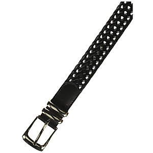 Portfolio Braided Belt With Genuine Leather (Sizes 30-54 Inches), Black, 36