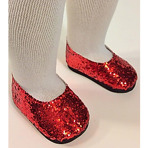 18" Doll Shoes - Red, Silver, Black - Sparkle Glitter for American Girl Dolls