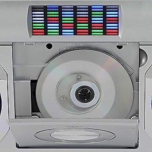 Studebaker SB2149S Master Blaster Bluetooth Boombox with 3 Way Power, AM/FM Radio, USB Port, CD Player with MP3 Playback, LED EQ and 10 Watts RMS Power in Silver