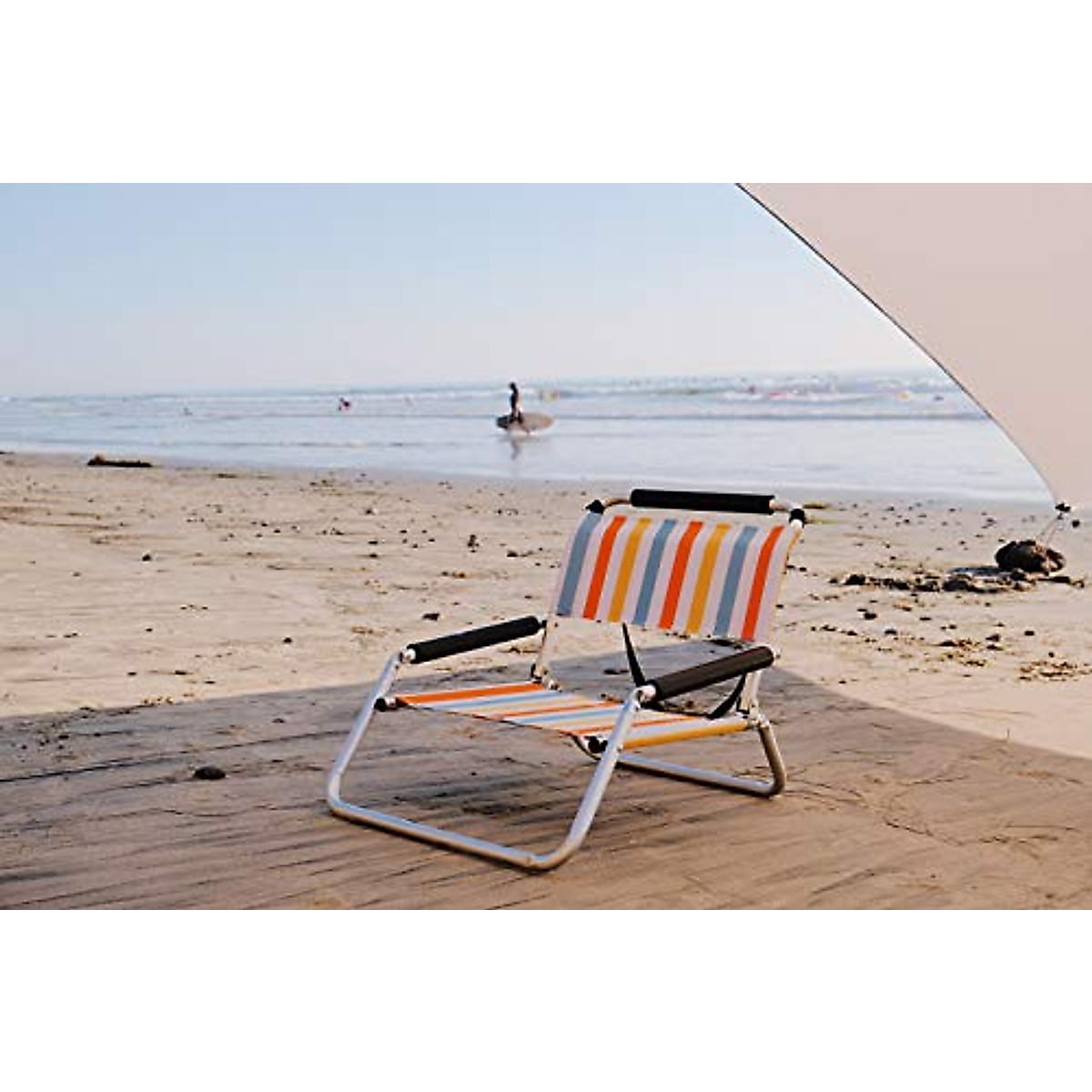 2 Pack of Neso Lightweight Water Resistant Beach Chairs with Shoulder Strap and Slip Pocket - Folds Thin (Vintage Stripes)