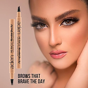 aden Microblading Eyebrow Pen – Brow Tint – Smudge Proof, Waterproof, Defined Micro Hair-Like Brows for Long-Lasting Wear - Made In Italy (02 Soft brown)