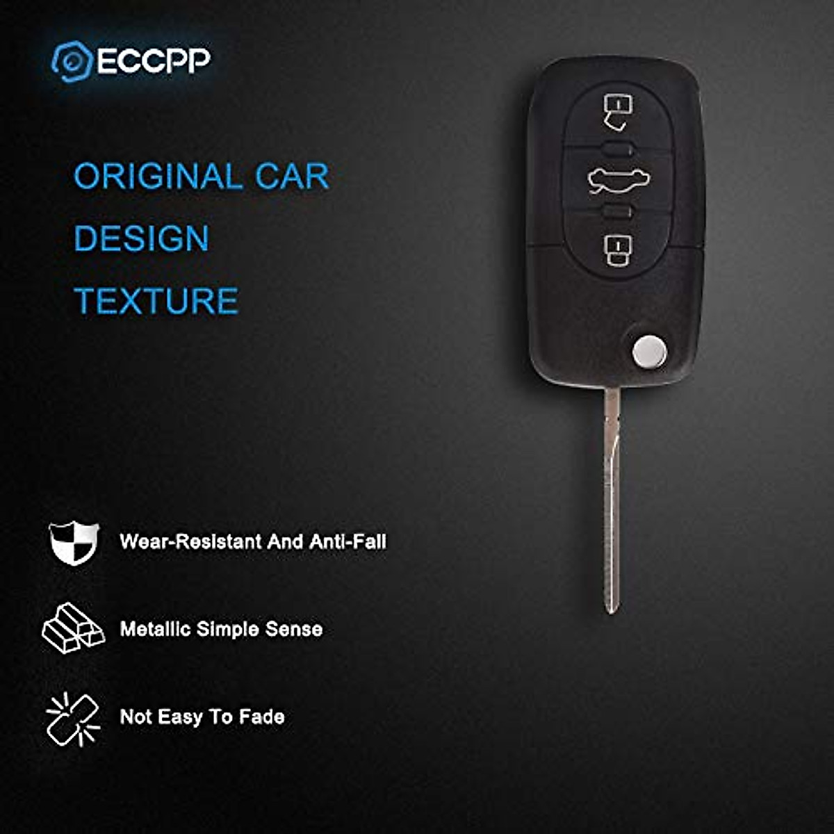 ECCPP 2PCS Uncut Keyless Entry Remote Control Car Key Fob (Shell Case) for A udi A4 for Audi TT/ A6 Quattro / A8 Quattro/Allroad Quattro/TT Quattro 4D0837231E 4D0837231P MYT8Z0837231