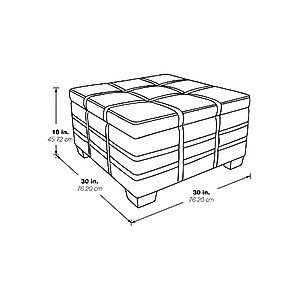 OSP Home Furnishings Detour Strap Square Storage Ottoman with Tray and Solid Wood Legs, Azure Fabric