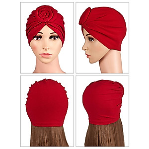 SATINIOR 9 Pieces Women Knotted Turban Hat African Turban Beanie Pre-Tied Bonnet Cap Headwrap Multicolor