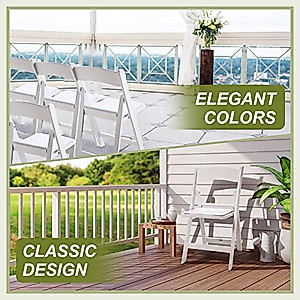 4 Pack Folding Chairs White Plastic Folding Chair Comfortable Resin Foldable Chair Lightweight Dining Chairs with PVC Padded Seats for Wedding Events Party Picnic Kitchen Garden Church Indoor Outdoor