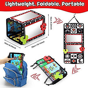 Tummy Time Floor Mirror with Teethers, Double-Sided Baby Mirror Black and White High Contrast Baby Toys for Babies, Baby Montessori Toys Crawling Developmental Newborn Infant Sensory Toys (A-Mirror)